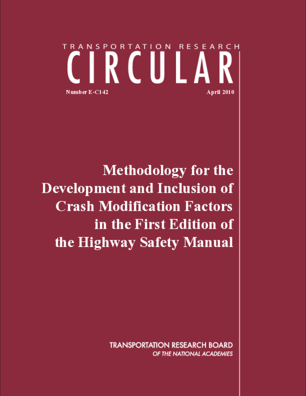 (PDF) Methodology for the Development and Inclusion of Crash Modification Factors in the First ...