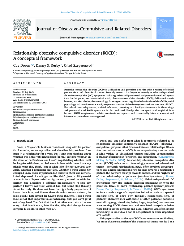 (PDF) Relationship obsessive compulsive disorder (ROCD): A conceptual ...