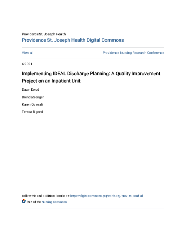 (PDF) Implementing IDEAL Discharge Planning: A Quality Improvement ...