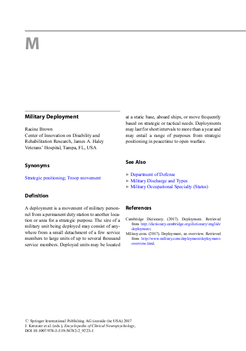 (PDF) Military Deployment | Racine Brown - Academia.edu