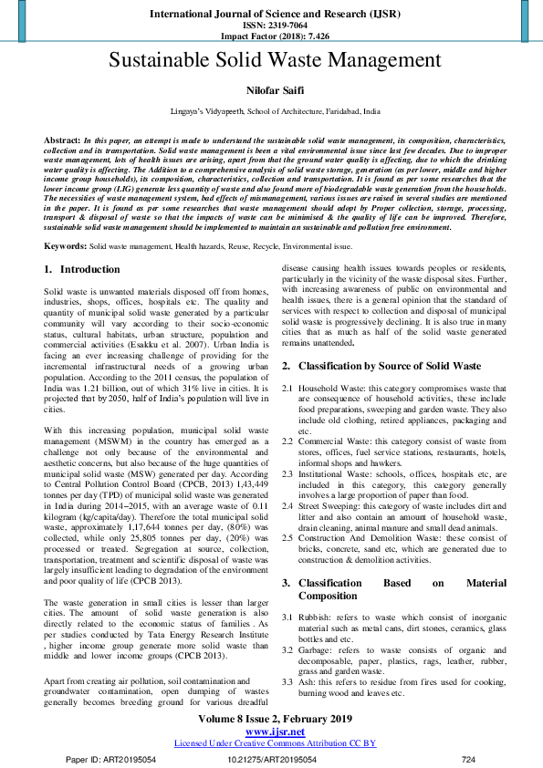 (PDF) Sustainable Solid Waste Management
