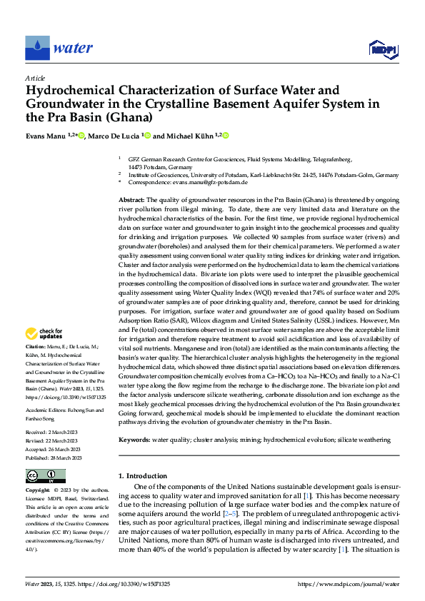 (PDF) Hydrochemical Characterization of Surface Water and Groundwater in the Crystalline ...