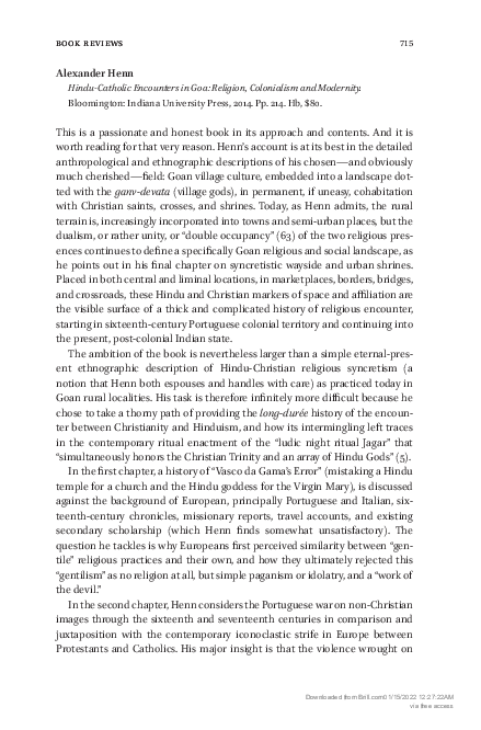 (PDF) Hindu-Catholic Encounters in Goa: Religion, Colonialism and ...