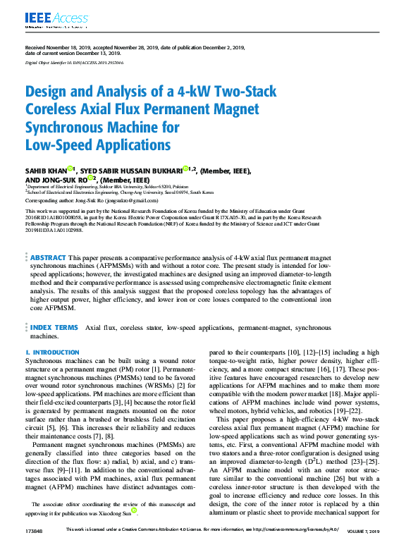 (PDF) Design and Analysis of a 4-kW Two-Stack Coreless Axial Flux ...