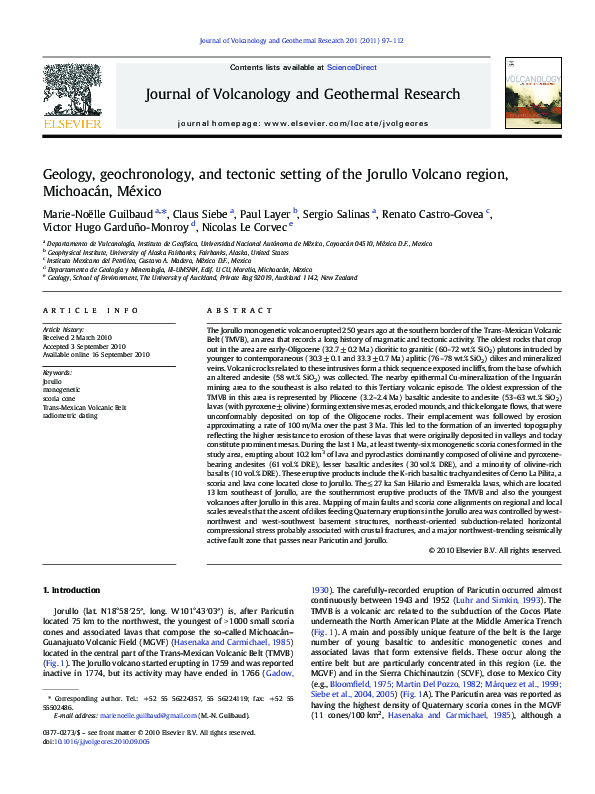 (PDF) Geology, geochronology, and tectonic setting of the Jorullo ...