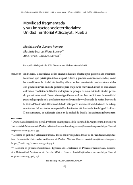 (PDF) La movilidad fragmentada y sus impactos socioterritoriales