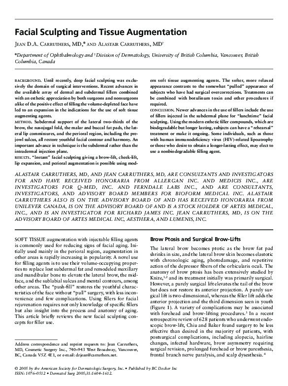 (PDF) Facial Sculpting and Tissue Augmentation