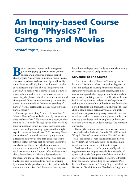 (PDF) An Inquiry-based Course Using “Physics?” in Cartoons and Movies
