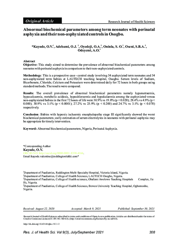 (PDF) Abnormal biochemical parameters among term neonates with ...
