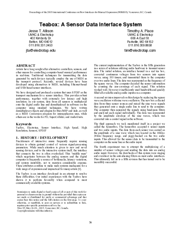 (PDF) Teabox: A Sensor Data Interface System