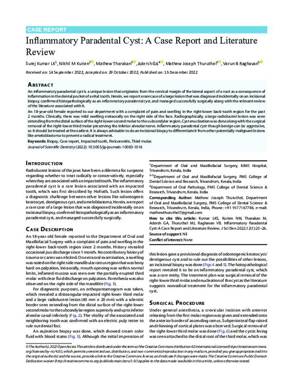 (PDF) Inflammatory Paradental Cyst: A Case Report and Literature Review