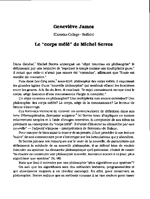 (PDF) Le "corps mêlé" de Michel Serres