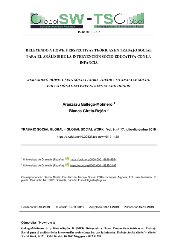 (PDF) Releyendo a Howe. Perspectivas teóricas en Trabajo Social para el ...