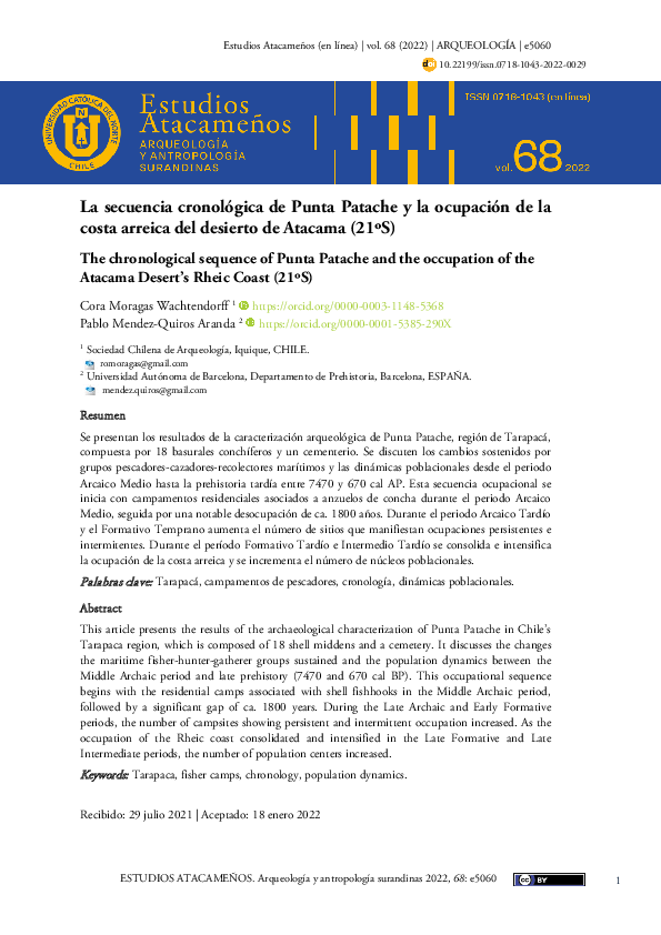 (PDF) La secuencia cronológica de Punta Patache y la ocupación de la ...