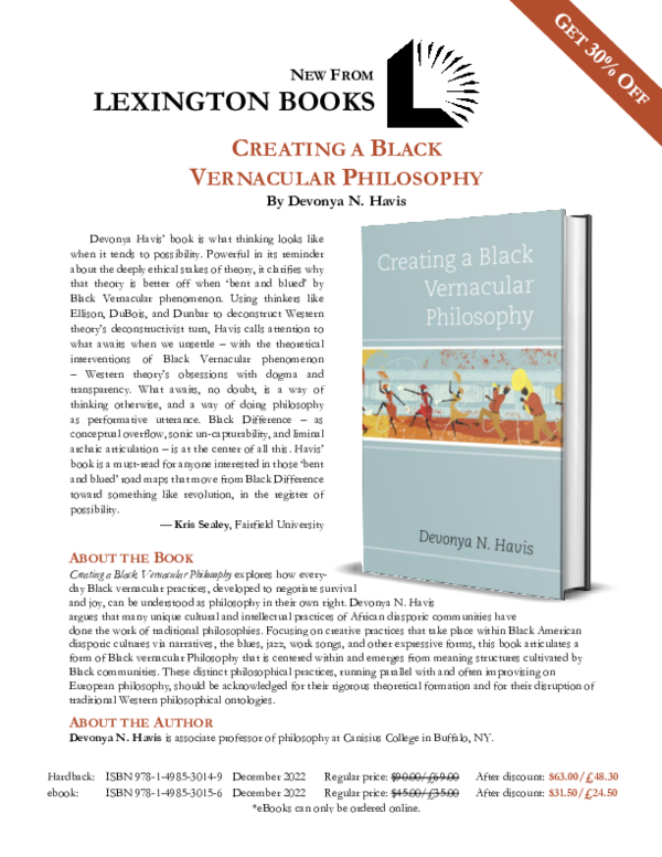 (PDF) CREATING A BLACK VERNACULAR PHILOSOPHY
