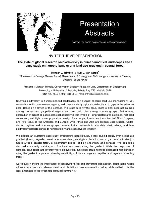 (PDF) The state of global research on biodiversity in human-modified ...