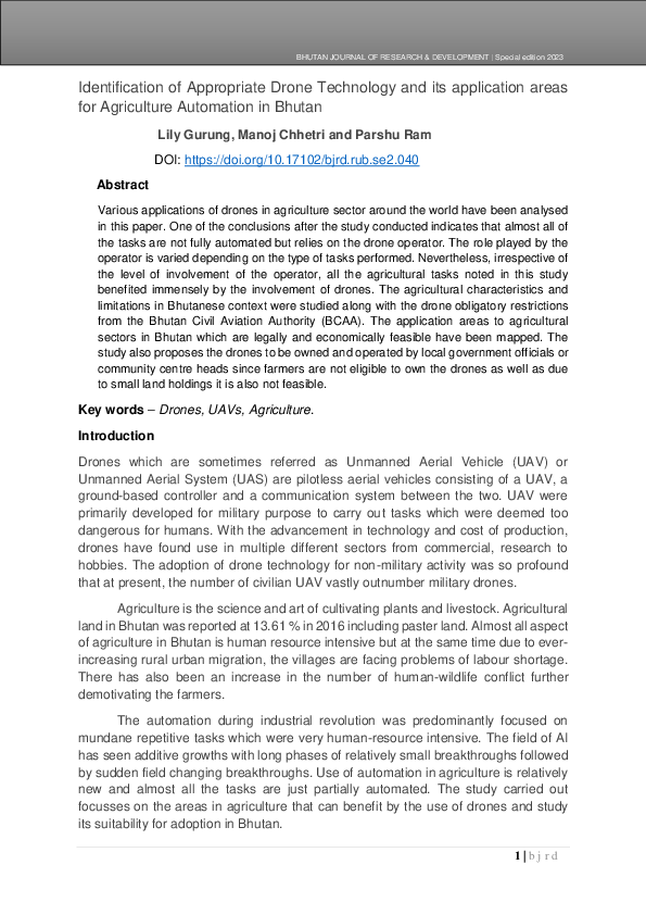(PDF) Identification of Appropriate Drone Technology and its ...