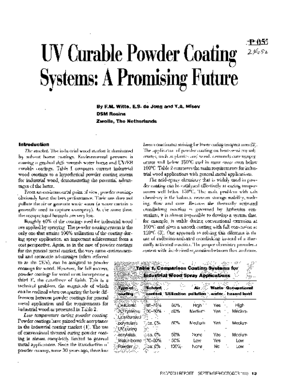 (PDF) UV Curable Powder Coating Systems: A Prornising Future