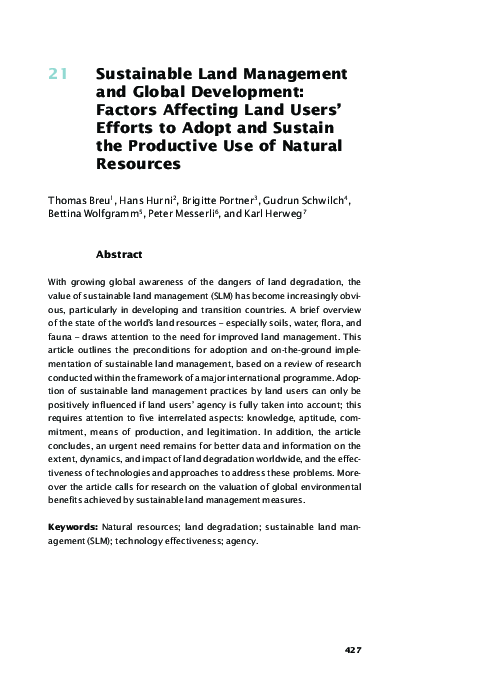 (PDF) Sustainable Land Management and Global Development: Factors ...