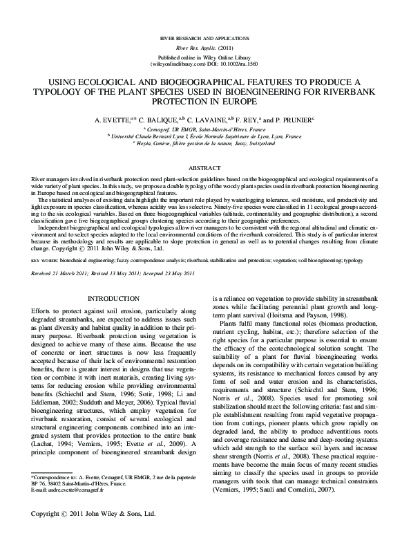 (PDF) Using Ecological and Biogeographical Features to Produce a ...
