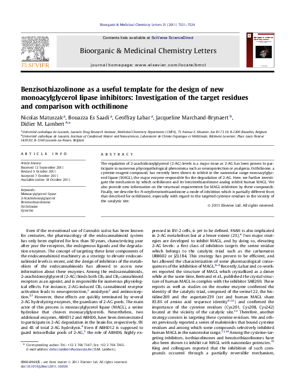 (PDF) Benzisothiazolinone as a useful template for the design of new ...