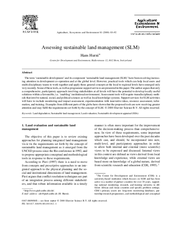 (PDF) Assessing sustainable land management (SLM)