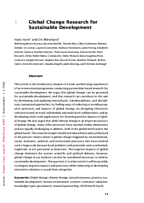 (PDF) Global change research for sustainable development