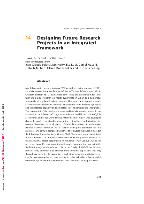 (PDF) Designing Future Research Projects in an Integrated Framework