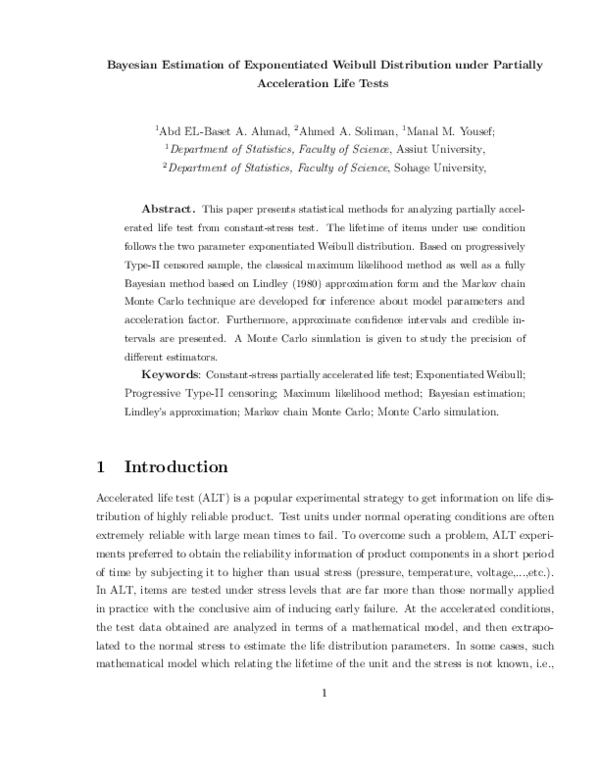 (PDF) Bayesian Estimation of Exponentiated Weibull Distribution Under ...
