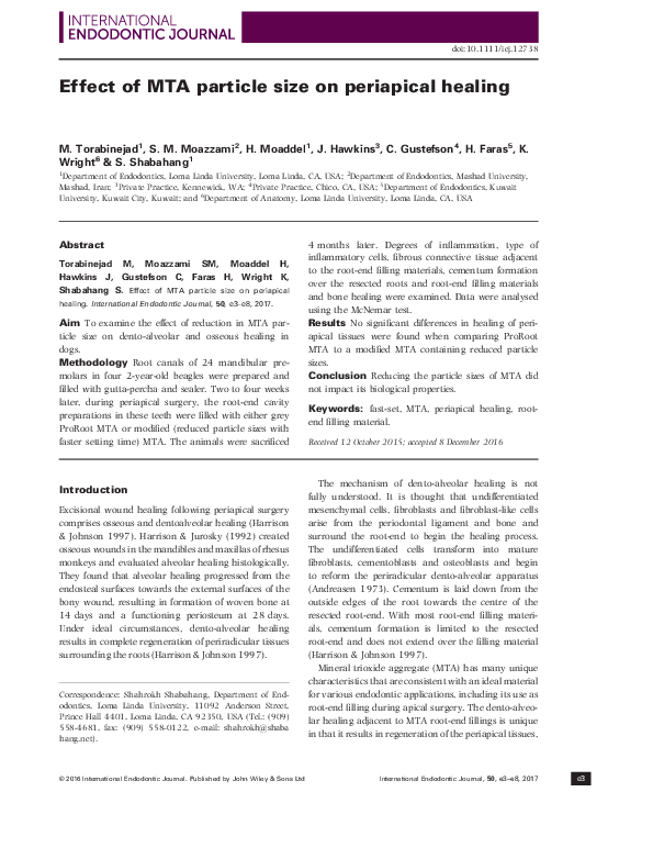 (PDF) Effect of MTA particle size on periapical healing