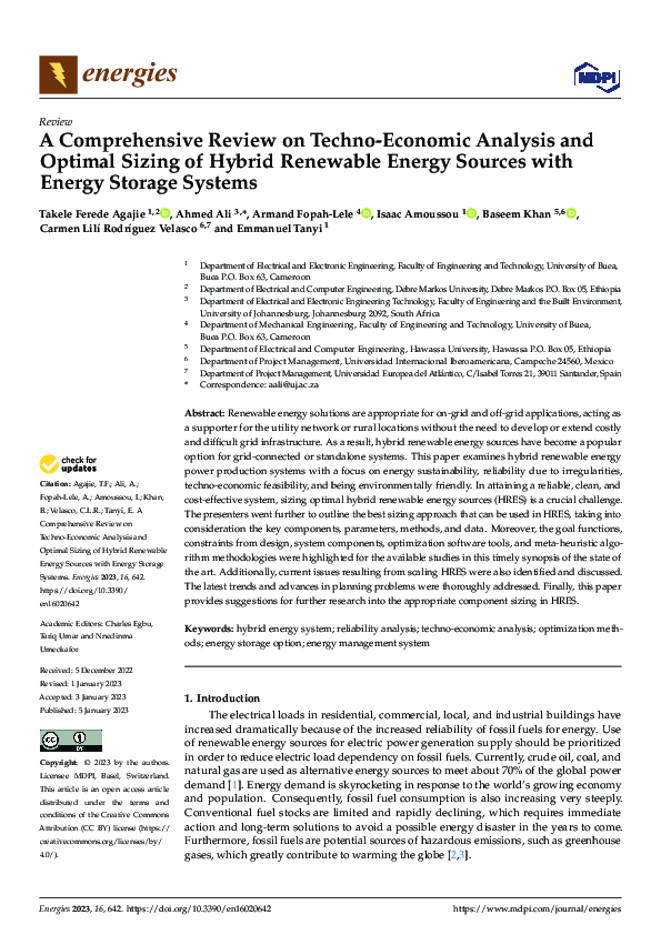 Pdf A Comprehensive Review On Techno Economic Analysis And Optimal Sizing Of Hybrid Renewable