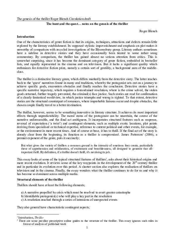 (PDF) The genesis of the thriller Roger Blench Circulation draft