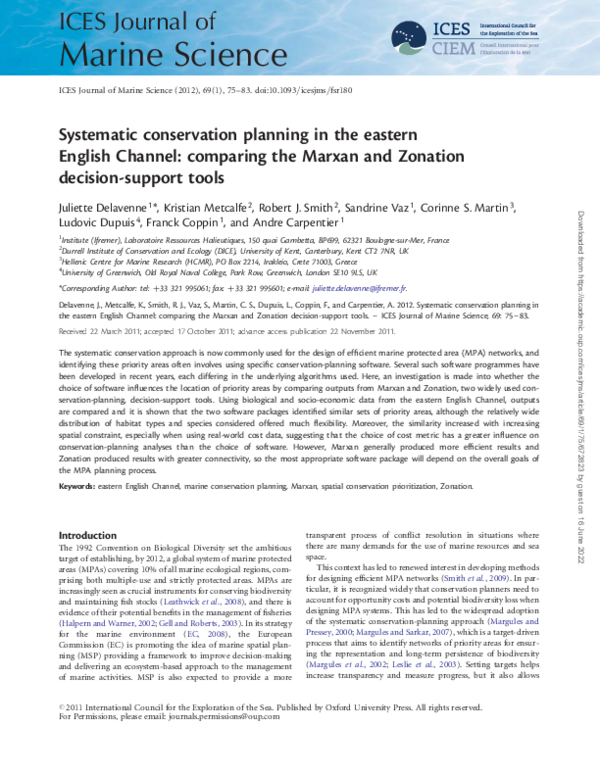 (PDF) Systematic conservation planning in the eastern English Channel ...