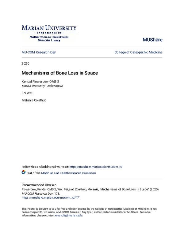 (PDF) Mechanisms of Bone Loss in Space
