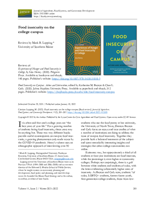 (PDF) Food insecurity on the college campus