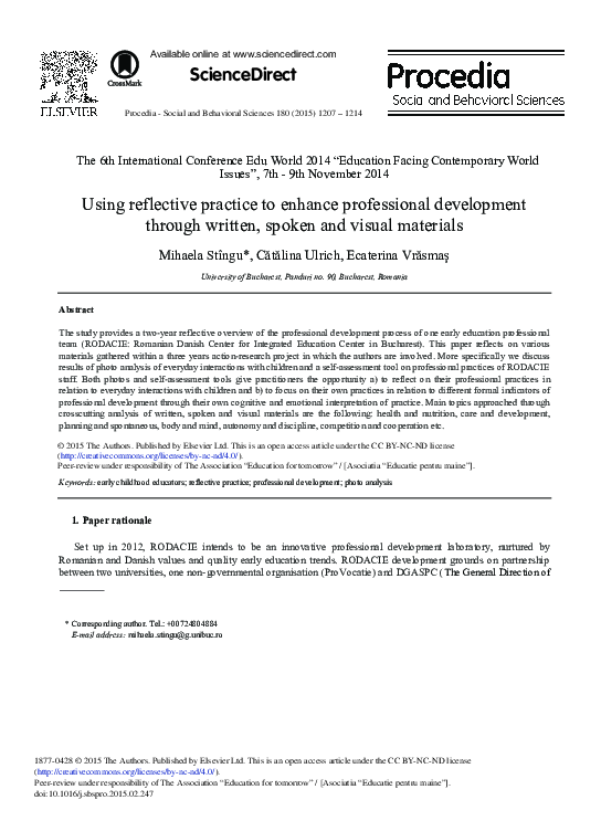 (PDF) Using Reflective Practice to Enhance Professional Development ...