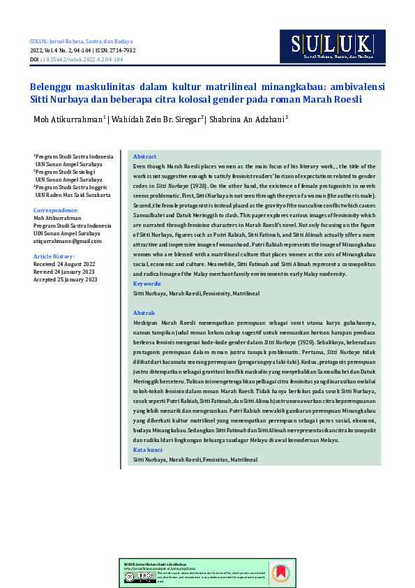 (PDF) Belenggu Maskulinitas dalam Kultur Matrilineal Minangkabau ...