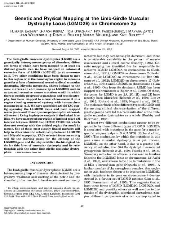 (PDF) Genetic and Physical Mapping at the Limb-Girdle Muscular ...
