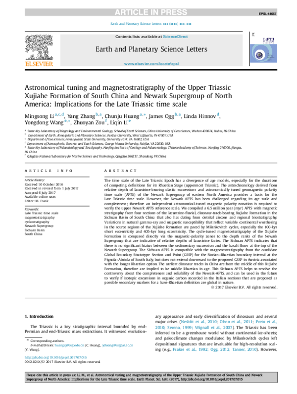 (PDF) Astronomical tuning and magnetostratigraphy of the Upper Triassic ...