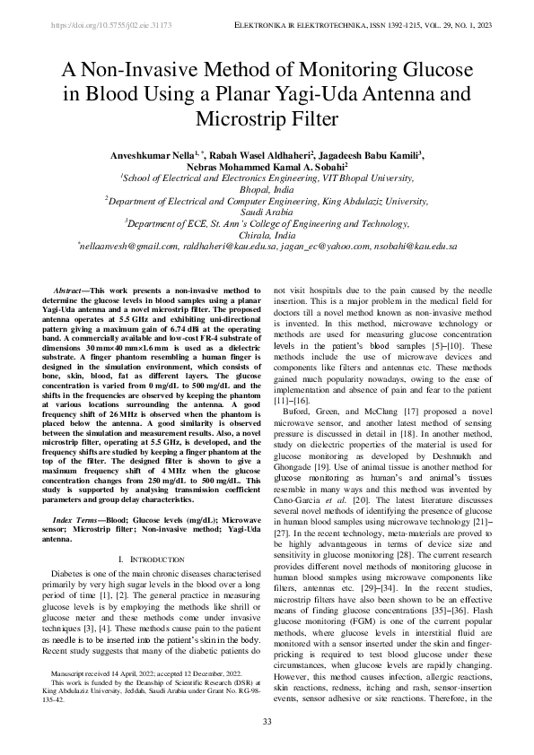 (PDF) A Non-Invasive Method of Monitoring Glucose in Blood Using a ...