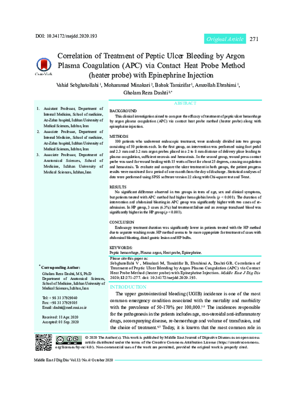(PDF) Correlation of Treatment of Peptic Ulcer Bleeding by Argon Plasma ...