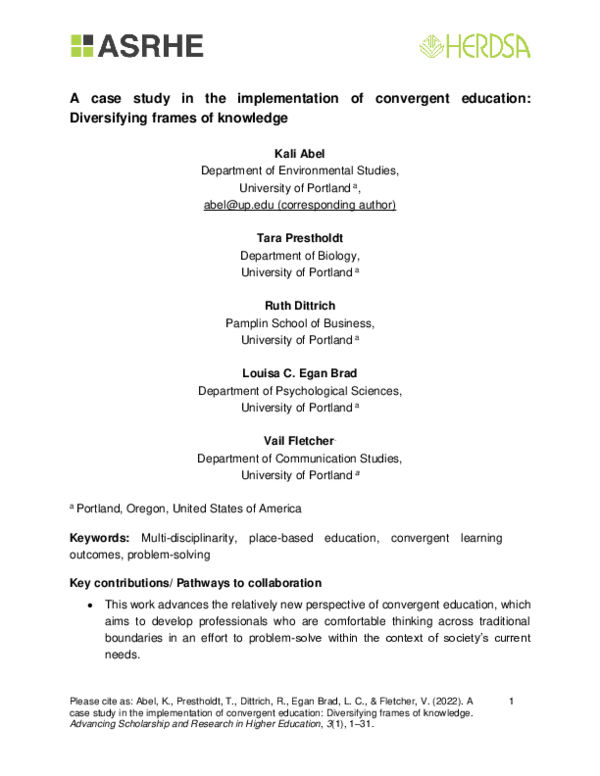 (PDF) A Case Study in the Implementation of Convergent Education
