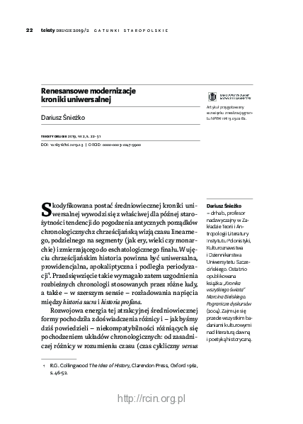 (PDF) Renesansowe modernizacje kroniki uniwersalnej