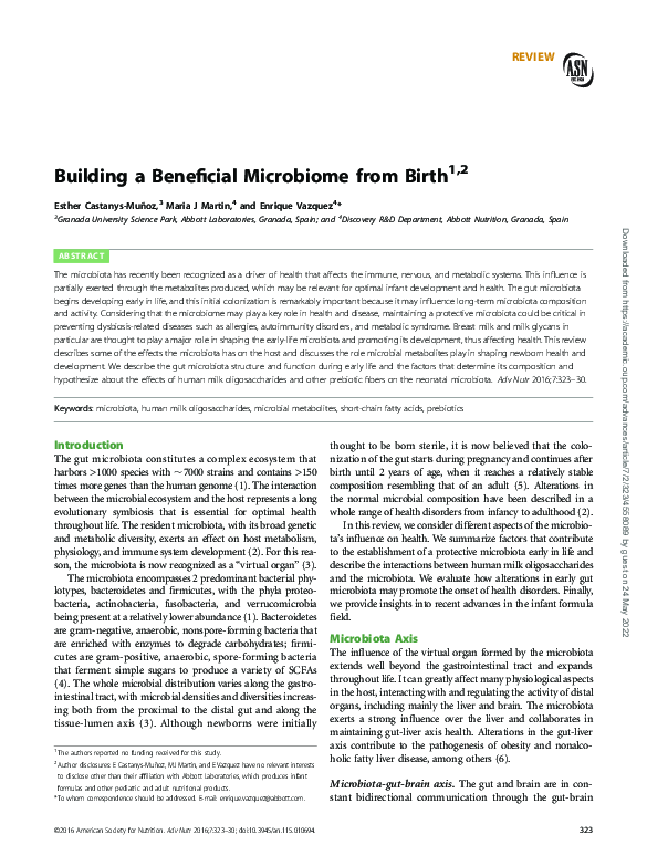 (PDF) Building a Beneficial Microbiome from Birth