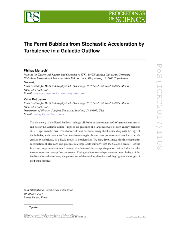 (PDF) The Fermi Bubbles from Stochastic Acceleration by Turbulence in a ...