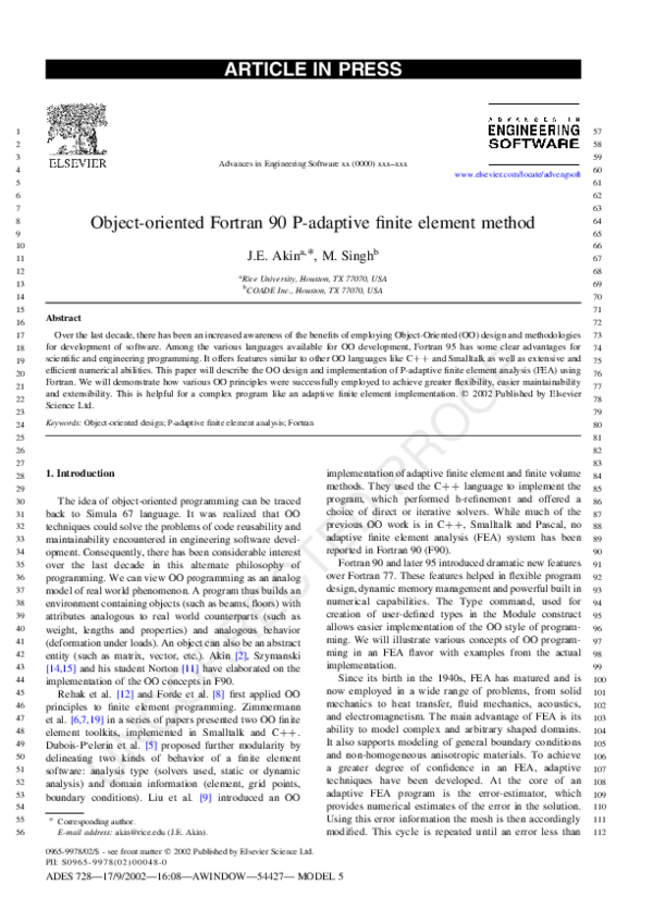 (PDF) Object-oriented Fortran 90 P-adaptive finite element method