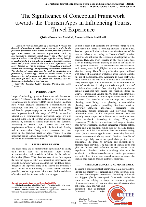 (PDF) The Significance of Conceptual Framework towards the Tourism Apps ...