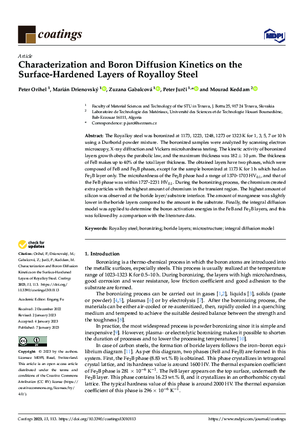 (PDF) Characterization and Boron Diffusion Kinetics on the Surface ...