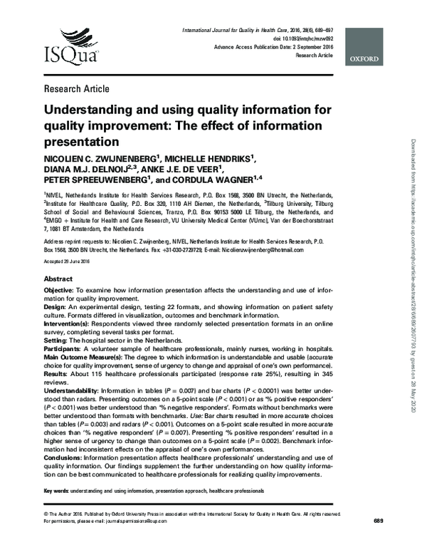 (PDF) Understanding and using quality information for quality ...