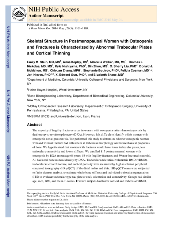 (PDF) Skeletal Structure in Postmenopausal Women With Osteopenia and ...